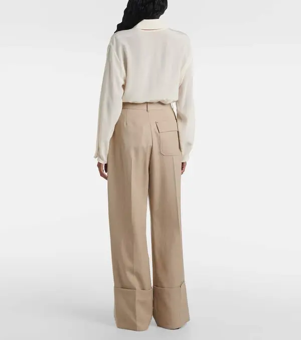 Victoria Beckham Virgin Wool Wide-leg Pants