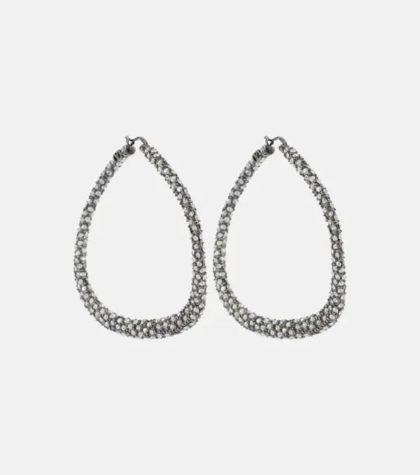 Valentino Garavani Shadowshine Embellished Hoop Earrings - Silver
