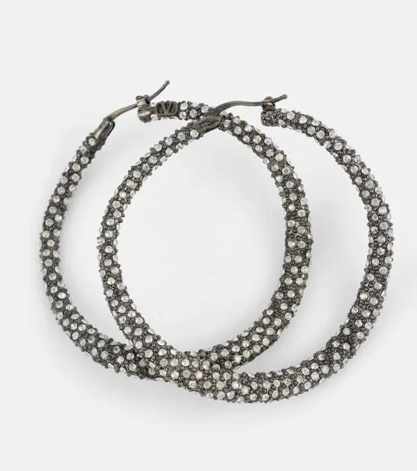 Valentino Garavani Shadowshine Embellished Hoop Earrings - Silver