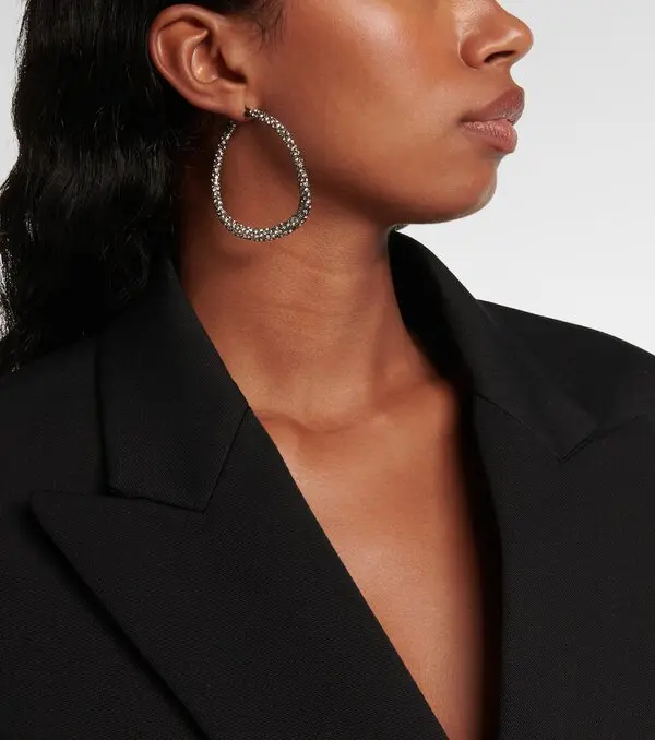 Valentino Garavani Shadowshine Embellished Hoop Earrings - Silver