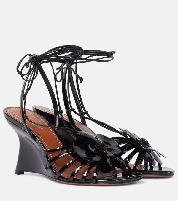Zimmermann Orchid 85 Patent Leather Wedge Sandals