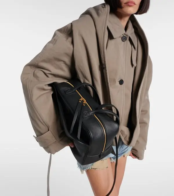 Balenciaga Medium Leather Bowling Bag - Black