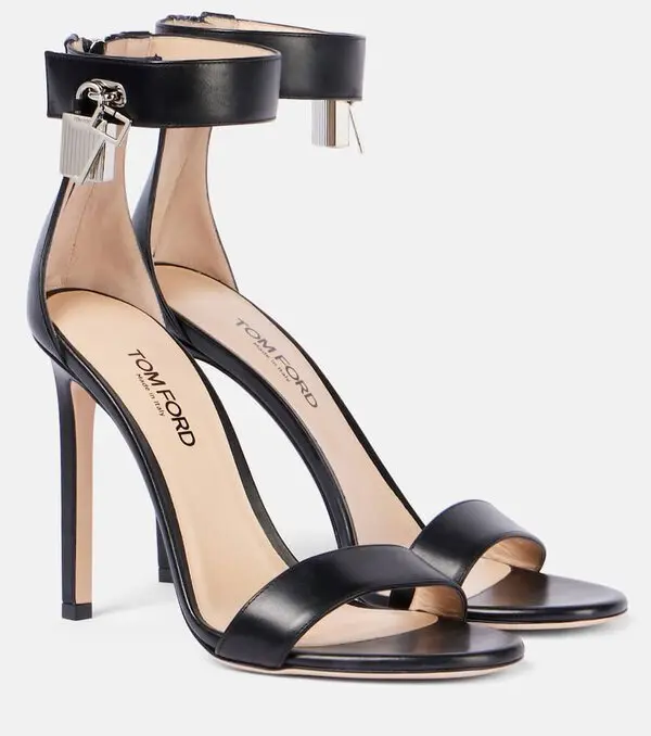 TOM FORD Padlock 105 Leather Sandals - Black