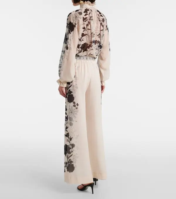 La DoubleJ Printed Silk Palazzo Pants