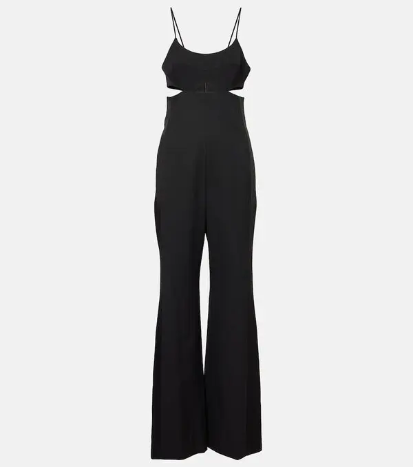 Victoria Beckham Cami Cutout Crêpe Satin Jumpsuit - Black
