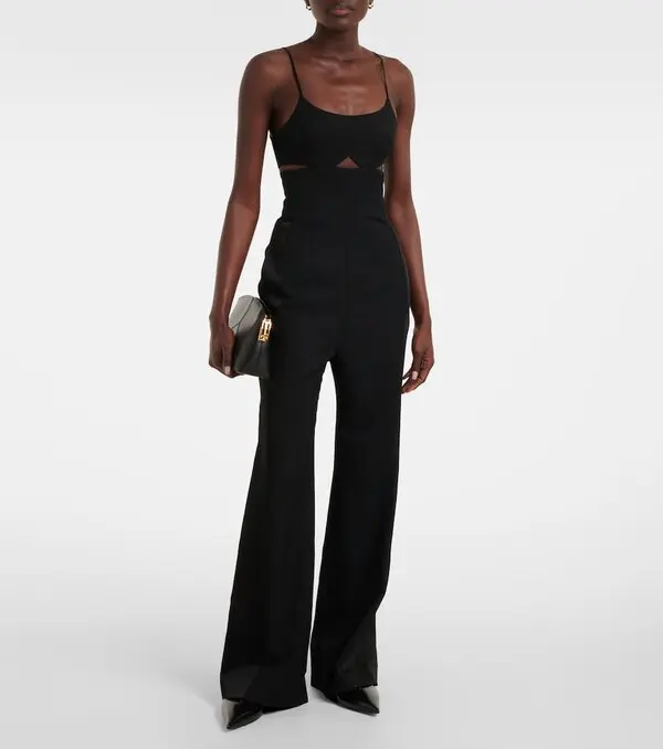Victoria Beckham Cami Cutout Crepe Satin Jumpsuit