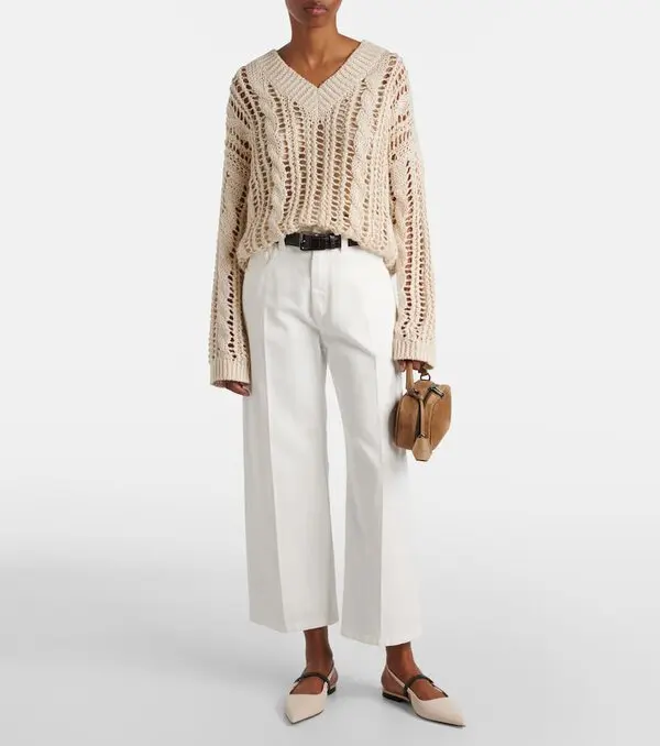 Brunello Cucinelli Mid-rise Wide-leg Jeans - White