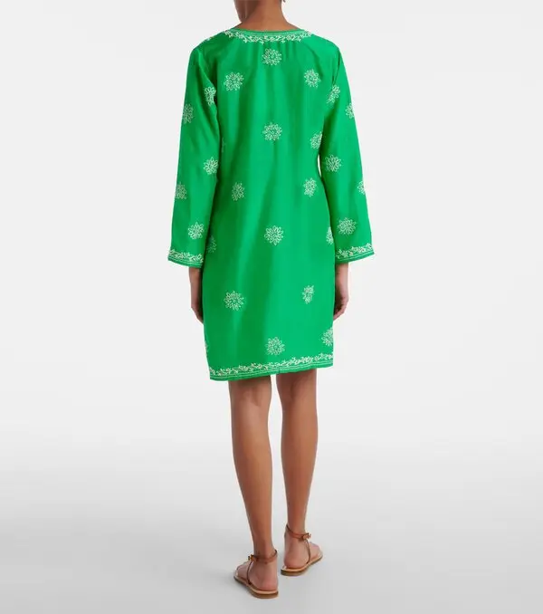 JULIET DUNN Embroidered Silk Tunic - Green