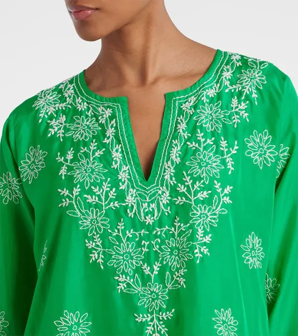 JULIET DUNN Embroidered Silk Tunic - Green