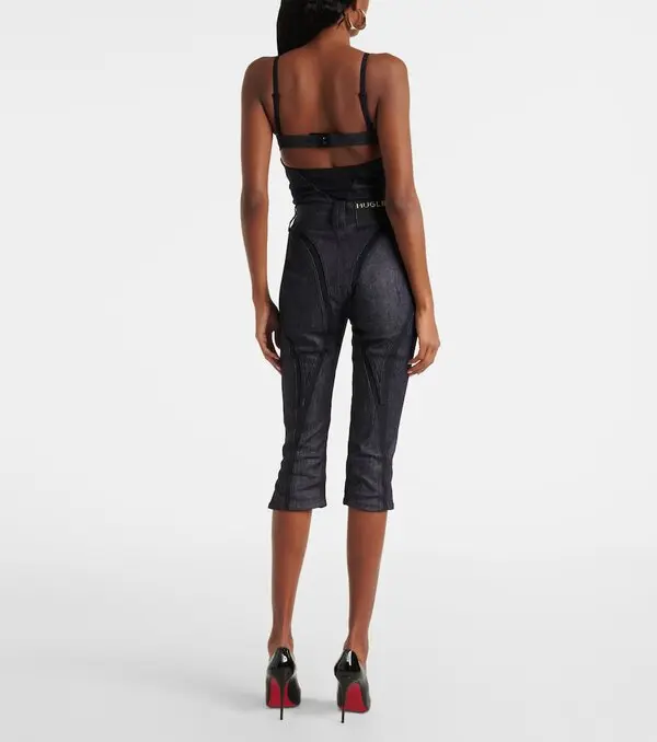 MUGLER Mesh-trimmed Capri Pants