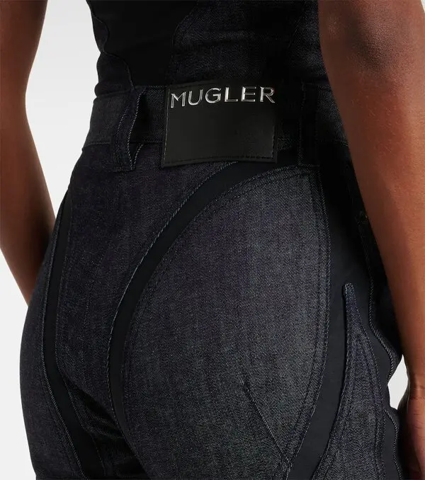 MUGLER Mesh-trimmed Capri Pants