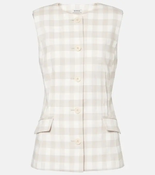 Simkhai Calliope Gingham Vest - Beige