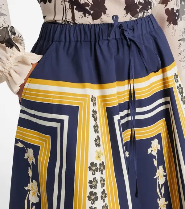 La DoubleJ Printed Cotton Poplin Midi Skirt - Multicoloured