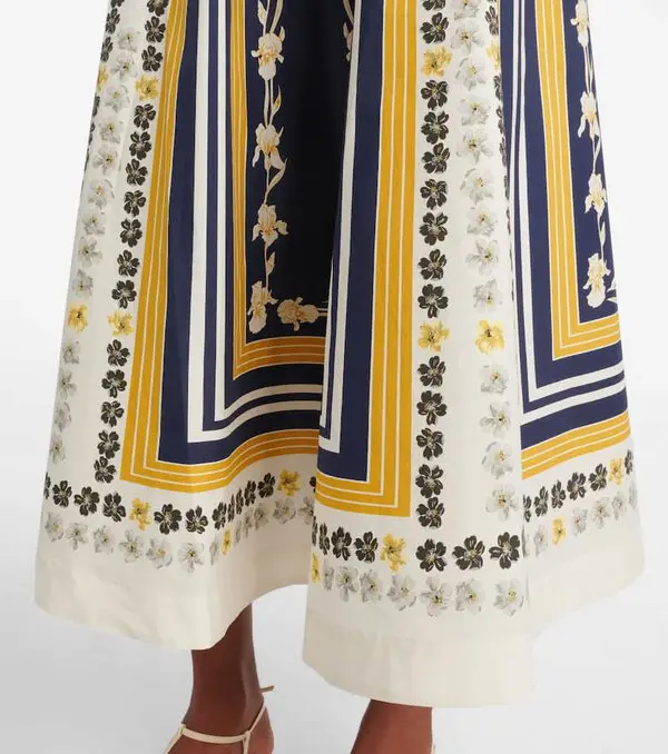La DoubleJ Printed Cotton Poplin Midi Skirt - Multicoloured