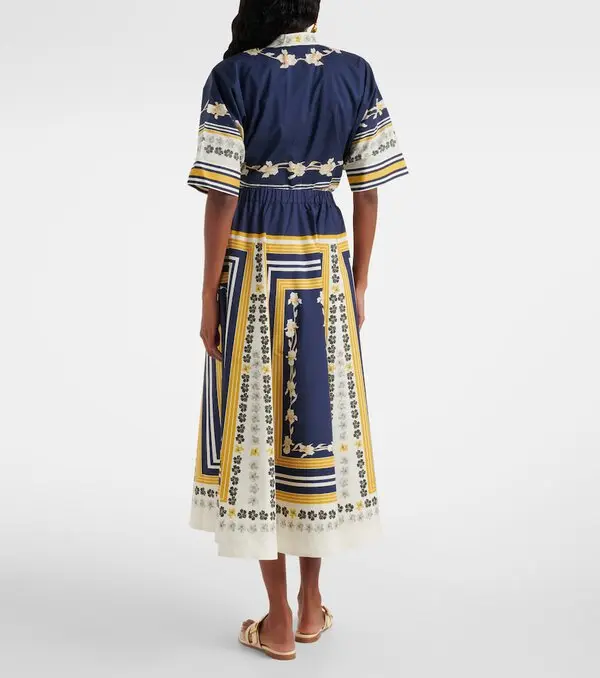 La DoubleJ Printed Cotton Poplin Midi Skirt - Multicoloured