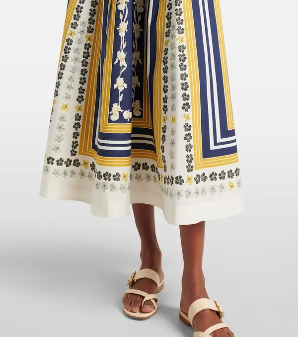 La DoubleJ Printed Cotton Poplin Midi Skirt - Multicoloured