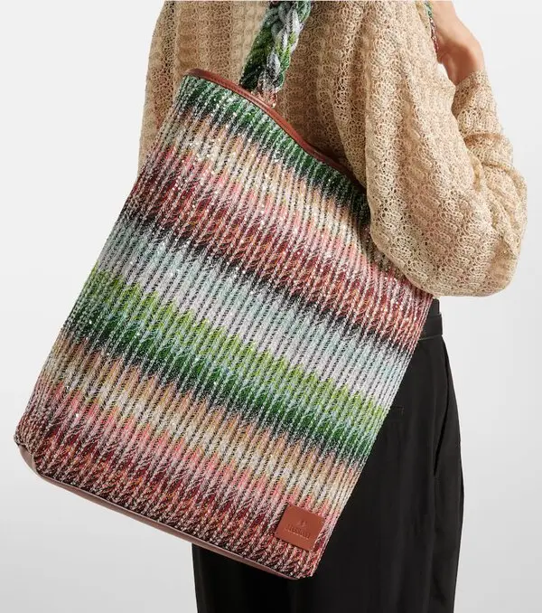 Missoni Zigzag Leather-trimmed Large Tote Bag