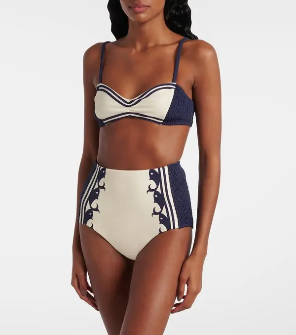 ALEMAIS Alémais Marine Smocked Bikini Top