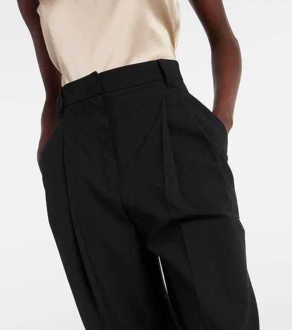 Brunello Cucinelli Wool-blend Wide-leg Trousers - Black