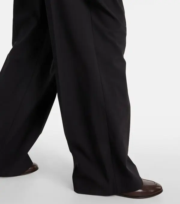 Brunello Cucinelli Wool-blend Wide-leg Trousers - Black