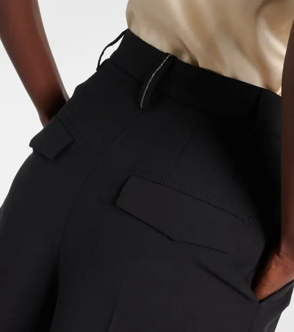 Brunello Cucinelli Wool-blend Wide-leg Trousers - Black