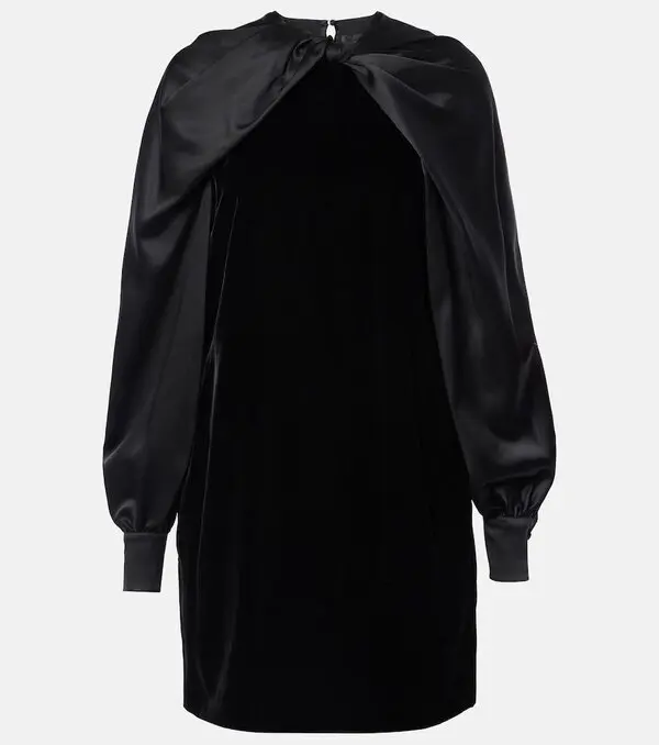 Max Mara Zarella Velvet And Satin Minidress - Black