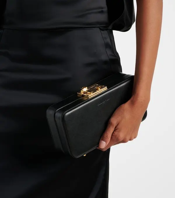 GIANVITO ROSSI Valì Leather Clutch - Black