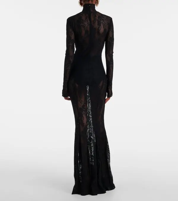 Norma Kamali Semi-sheer Lace Gown