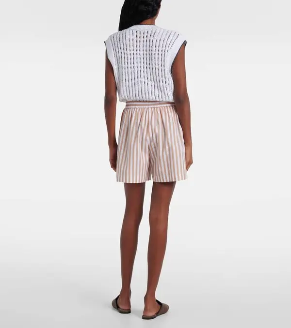 Brunello Cucinelli Striped Cotton And Silk Bermuda Shorts