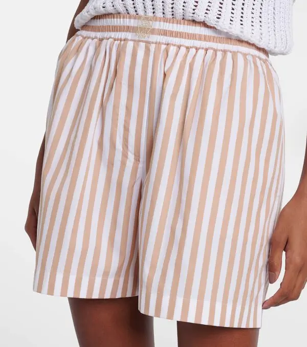 Brunello Cucinelli Striped Cotton And Silk Bermuda Shorts