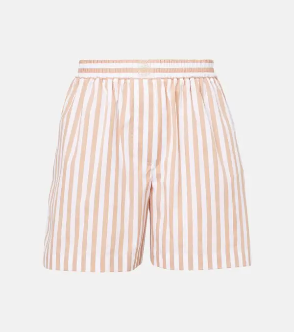 Brunello Cucinelli Striped Cotton And Silk Bermuda Shorts - White