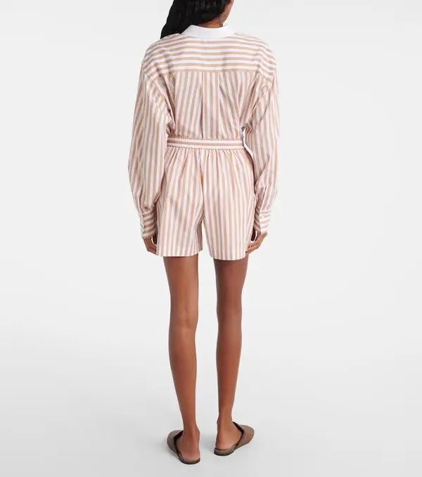 Brunello Cucinelli Striped Cotton And Silk Bermuda Shorts