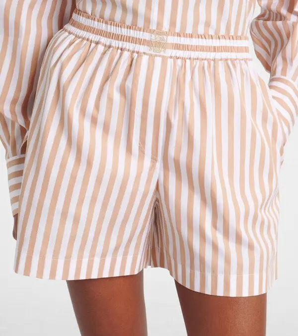 Brunello Cucinelli Striped Cotton And Silk Bermuda Shorts