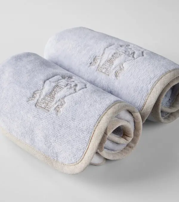 Brunello Cucinelli Set Of 2 Cotton Terry Hand Towels - Grey