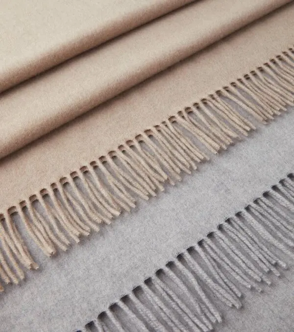 Brunello Cucinelli Fringed Cashmere Throw - Beige