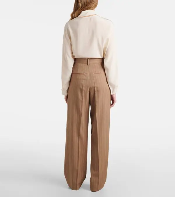 Victoria Beckham Pinstripe Virgin Wool Wide-leg Trousers