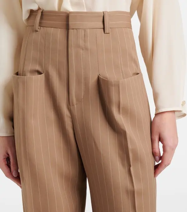 Victoria Beckham Pinstripe Virgin Wool Wide-leg Trousers
