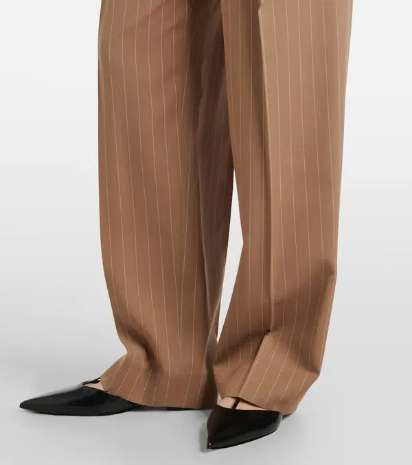 Victoria Beckham Pinstripe Virgin Wool Wide-leg Trousers