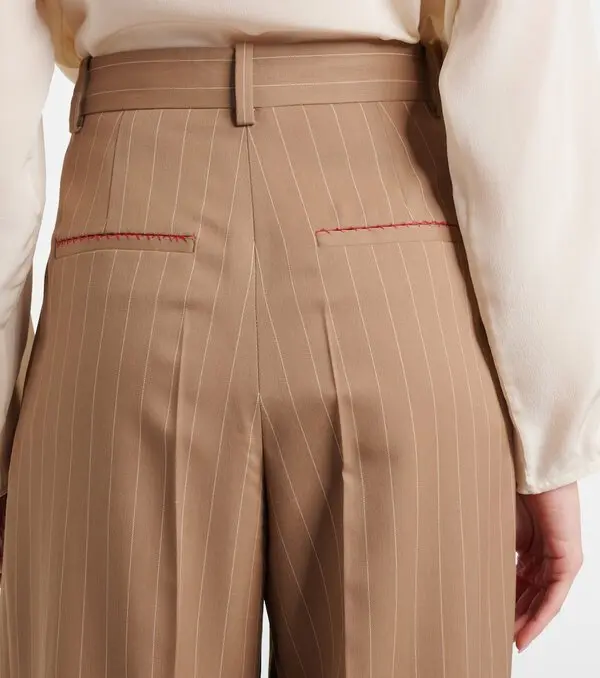 Victoria Beckham Pinstripe Virgin Wool Wide-leg Trousers
