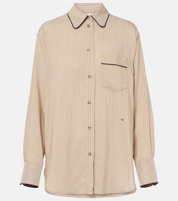 Victoria Beckham Striped Pajama Shirt - Beige