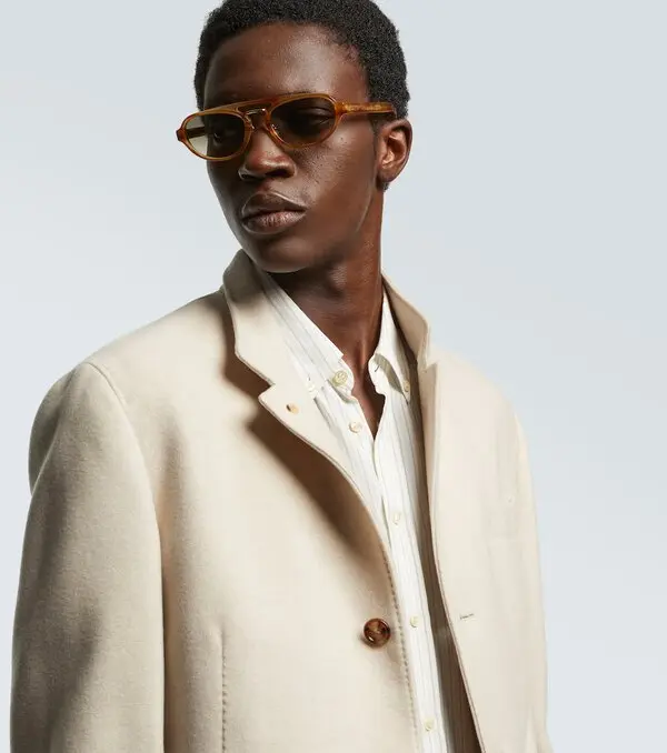 Brunello Cucinelli Tortoiseshell-effect Browline Sunglasses