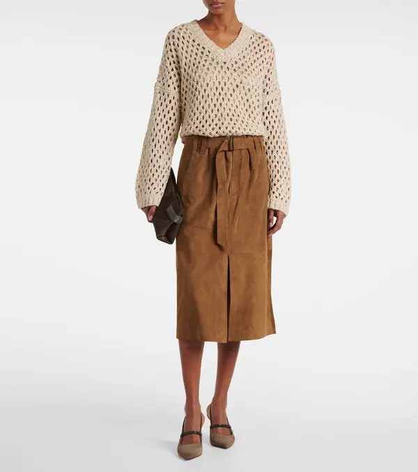 Brunello Cucinelli Sequined Silk And Linen-blend Sweater