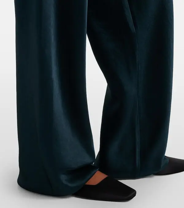 Vince High-rise Wide-leg Satin Pants - Green
