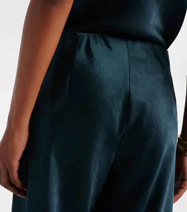 Vince High-rise Wide-leg Satin Pants - Green