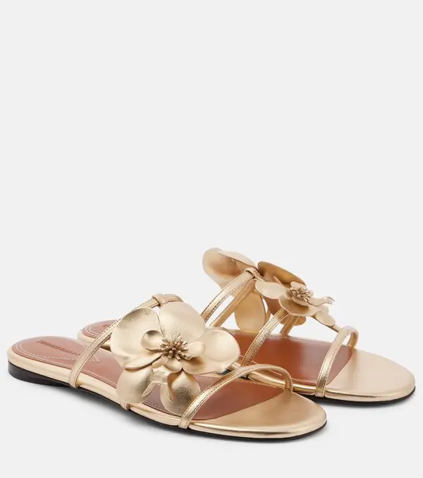 Zimmermann Orchid Metallic Leather Sandals - Gold