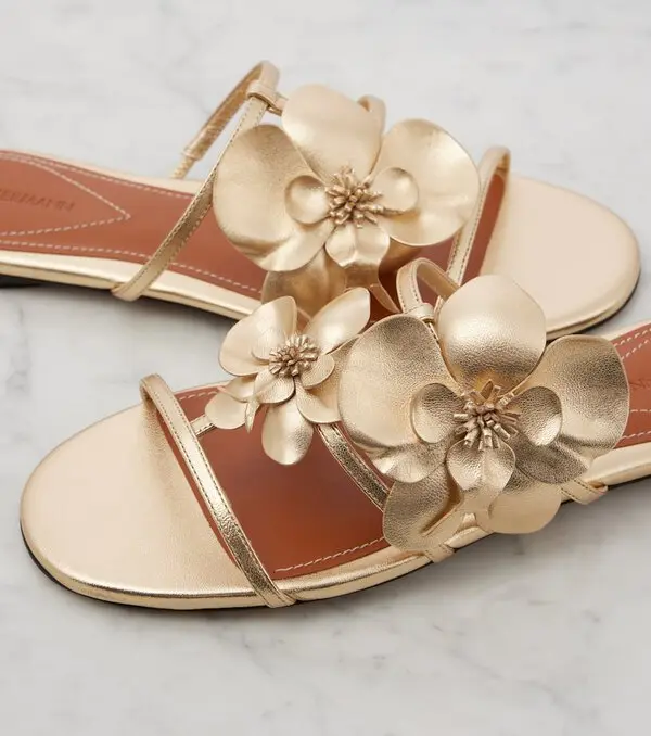 Zimmermann Orchid Metallic Leather Sandals