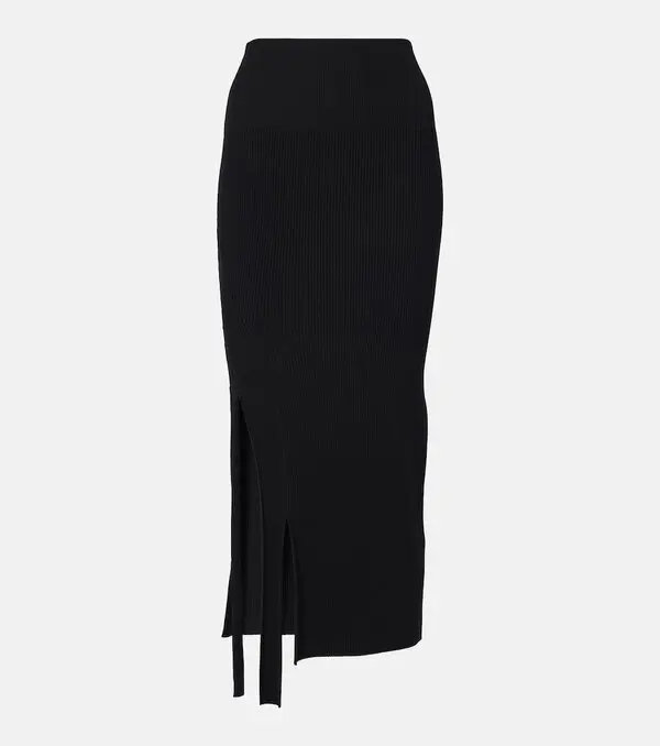 Victoria Beckham Satin Midi Skirt - Black