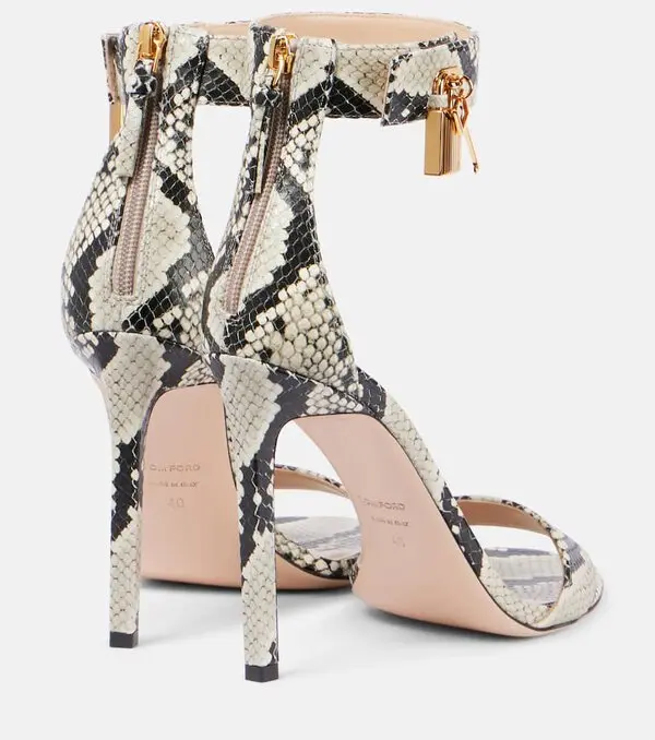 TOM FORD Padlock 105 Snake-effect Leather Sandals
