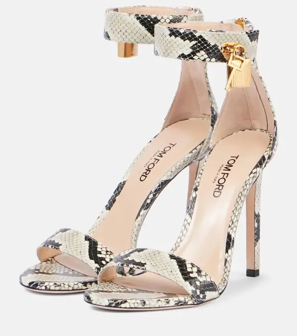 TOM FORD Padlock 105 Snake-effect Leather Sandals