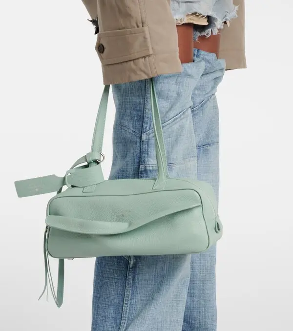 Balenciaga Carrie Small Leather Shoulder Bag - Green